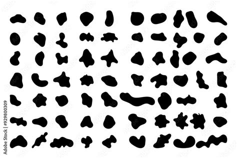Random Shapes Organic Black Blobs Of Irregular Shape Abstract Blotch