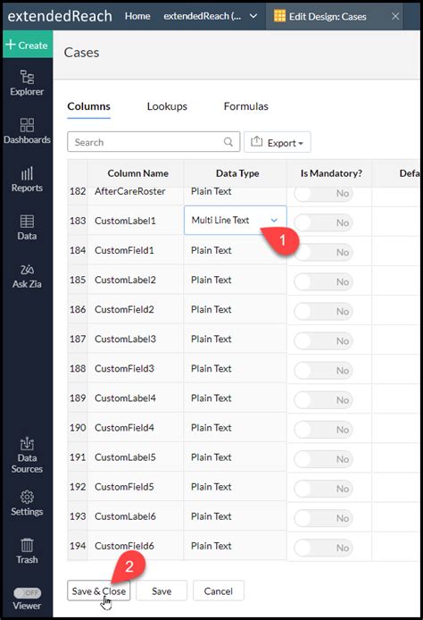 Zoho Analytics How Do I Change The Column Data Type From Plain Text To