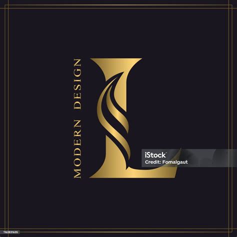 우아한 자본 편지 L 우아한 로얄 스타일 서예 아름다운 로고입니다 도서 디자인 브랜드 이름 명함 레스토랑 부티크 호텔 빈티지 골드 그린 엠블럼 벡터 일러스트레이션 알파벳 L