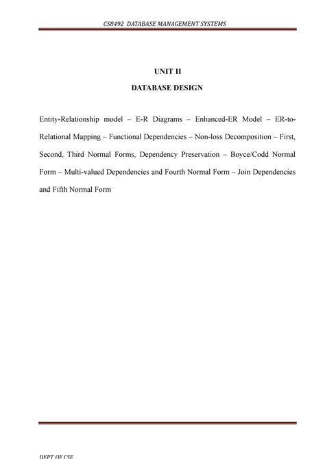 dbms full notes unit 2 cs8492 database management systems unit ii
