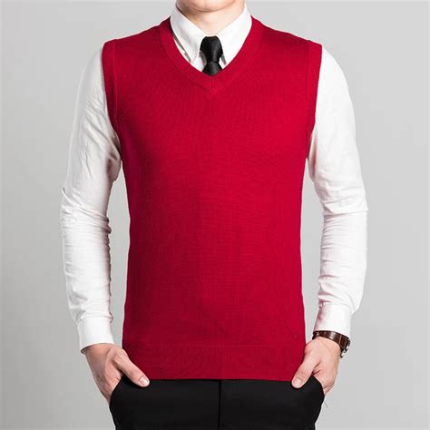 High Quality Men Sleeveless Sweater Business Work Knitting Solid Color