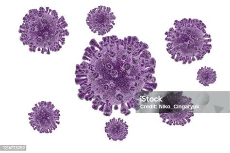 흰색 배경 보라색 코로나 바이러스 3d 그림에 고립 된 박테리아의 이미지와 멋진 세트 3차원 형태에 대한 스톡 사진 및 기타