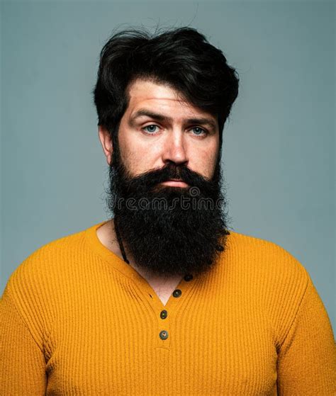 Barber With Long Beard And Moustache In Barbershop Bearded Man Stock