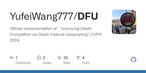Github Yufeiwang777dfu Official Implementation Of ``improving Depth Completion Via Depth