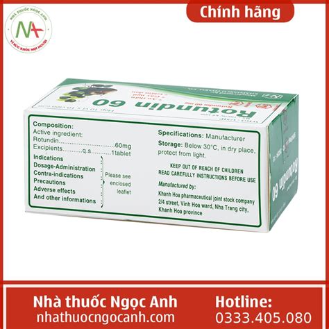 Thuốc Rotundin 60 Khapharco giá bao nhiêu, mua ở đâu