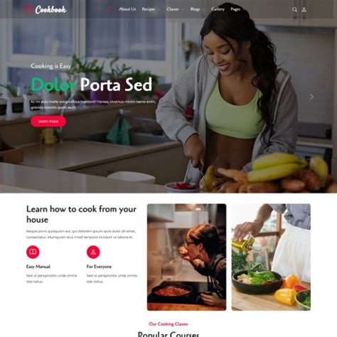 cookbook website template templateonweb