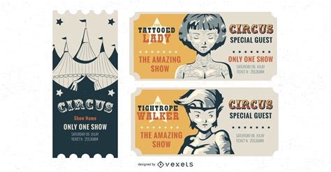 Circus Ticket Vector Set Vector Download