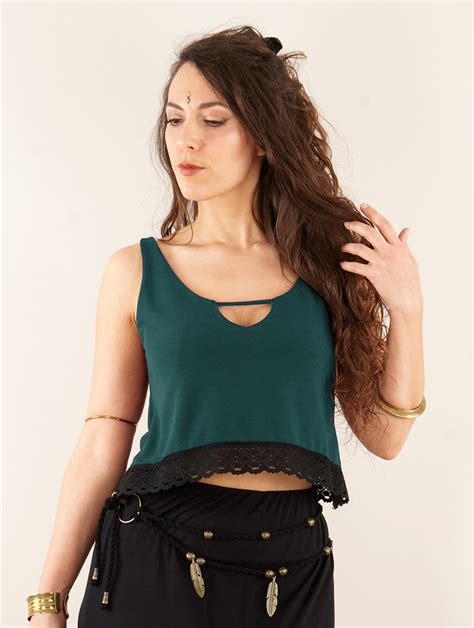Top de mangas cortas reversible Öde Azul petróleo