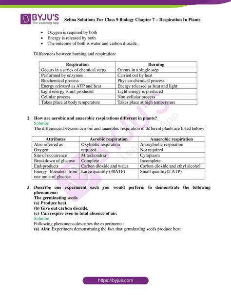 Selina Solutions Class 9 Concise Biology Chapter 7 Respiration In