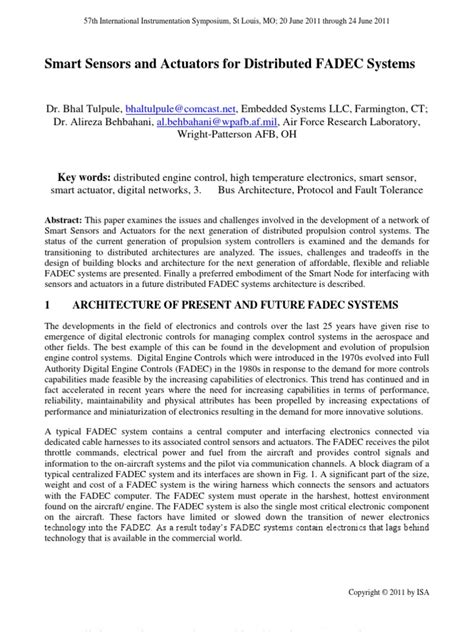 smart sensors and actuators for distributed fadec systems pdf