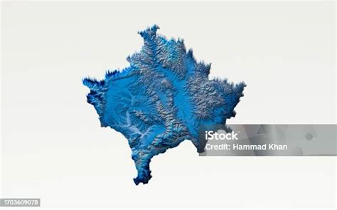 3d 깊고 푸른 물 코소보 지도 음영 처리된 구호 텍스처 맵 흰색 배경 3d 그림 동남에 대한 스톡 사진 및 기타 이미지 동남 유럽 지도 Istock