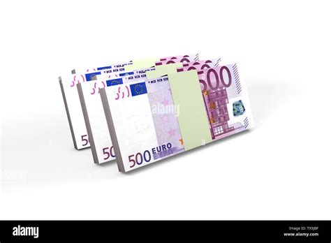 3d Rendering Stack Of Five Hundred Euro Banknotes Isolated On White