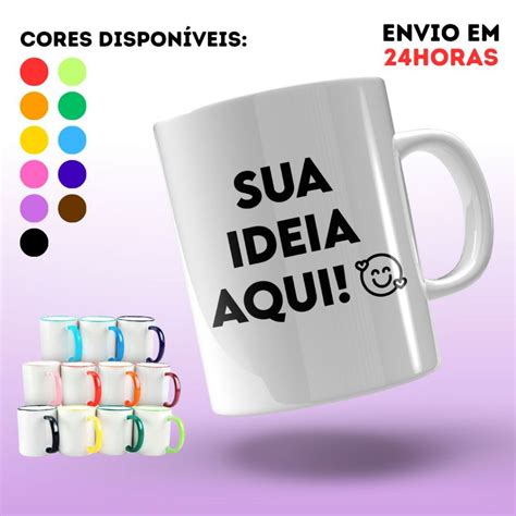 Caneca Personalizada Porcelana Diversas Cores Sua Arte Seu Estilo