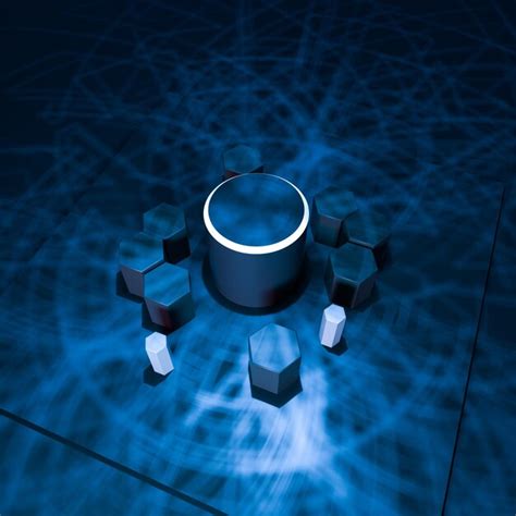 Premium Photo Hexagon Cube With Dark Background Surrounded By Glowing Lines 3d Rendering