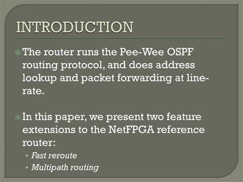 ppt fast reroute and multipath routing extensions to the netfpga