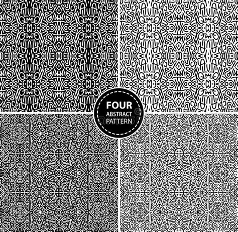 Set Of Four Abstract Seamless Patterns Stock Vector Illustration Of Sketch Black 47167349