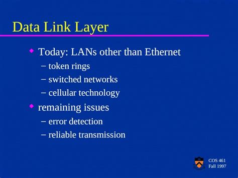 Ppt Cos Fall Data Link Layer U Today Lans Other Than Ethernet Token Rings Switched