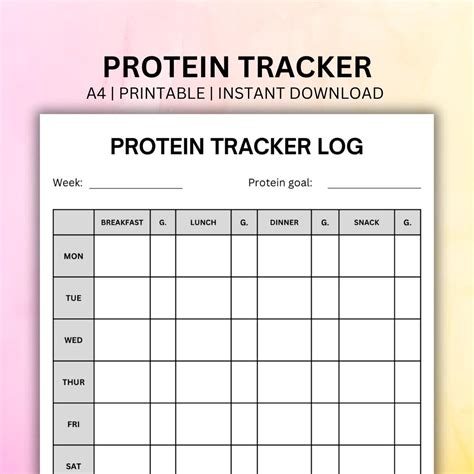 Protein Tracker Log Printable Weekly Food Tracker Macro Tracker Food