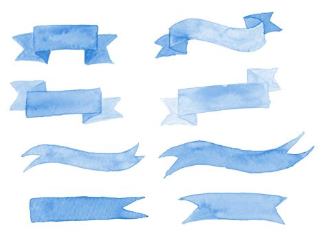 8 Blue Watercolor Ribbon Banner PNG Transparent OnlyGFX