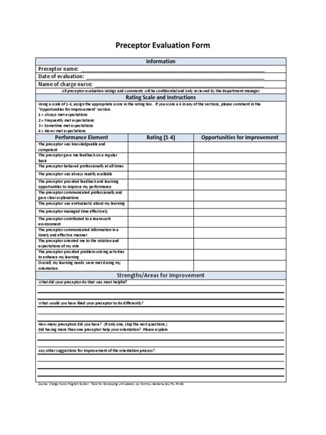 Preceptor Evaluation Form Pdf