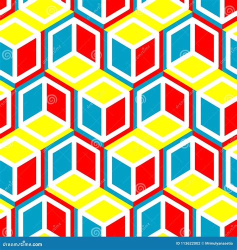 Seamless Abstract Cube Geometric Vector Cool Pattern Stock Illustration Illustration Of