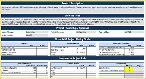 Project Charter Template Excel Free Of Project Charter Example Software Implementation
