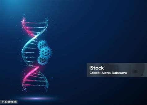 잘린 부분과 톱니바퀴가 있는 추상적인 3d Dna 분자 나선 Dna에 대한 스톡 벡터 아트 및 기타 이미지 Dna 크리스퍼