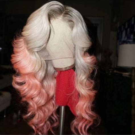 Magic Love Human Virgin Hair Ombre Pink Pre Plucked Lace Front Wig And