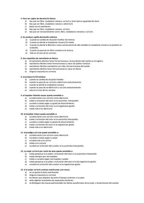 Test Derecho Romano Primer Parcial Resúmenes De Derecho Romano Docsity