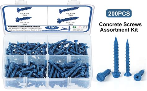 Satantech Concrete Screws With Drill Bit 200pcs Concrete Screw 1 4 3