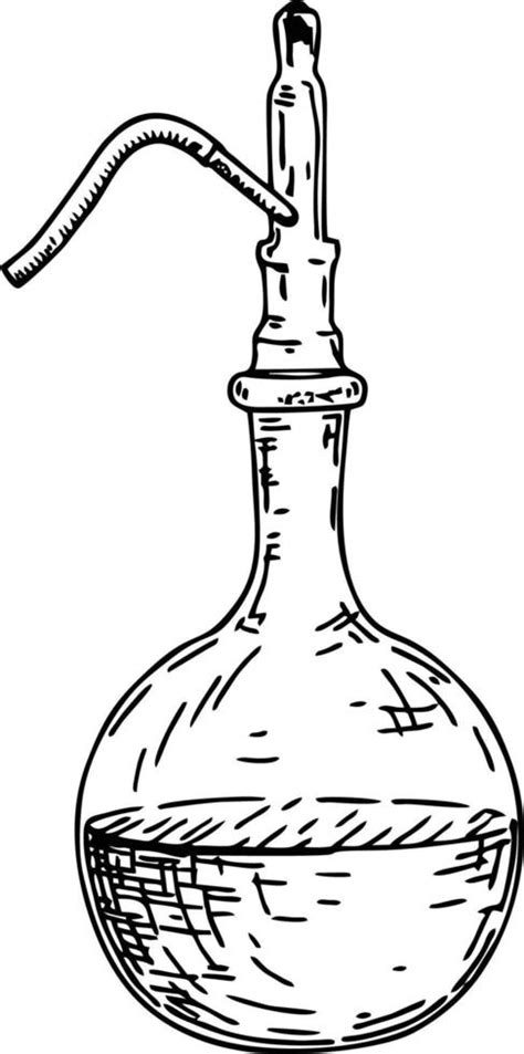 Distilling Flask Drawing