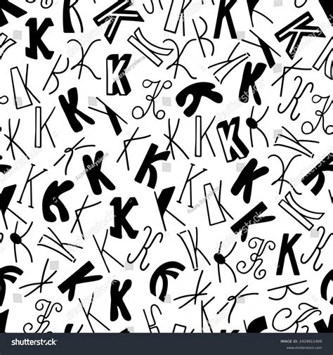 Black White Seamless Pattern Letter K Stock Vector Royalty Free