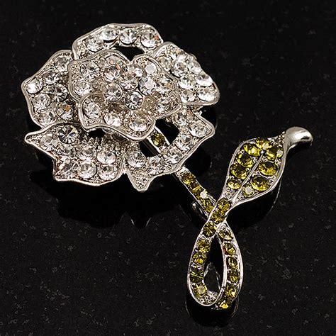 Victorian Corsage Flower Brooch Silverandbright Red