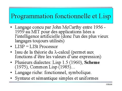 Le Langage Scheme Un Langage De Programmation Fonctionnelle