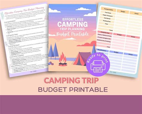 Camping Trip Planner And Budget Tracker Printable Camping Expense