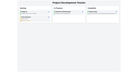 React Project Tracking Component With Tailwind Css