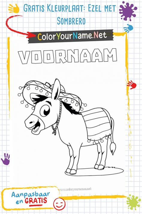 Gratis Kleurplaat Ezel Met Sombrero