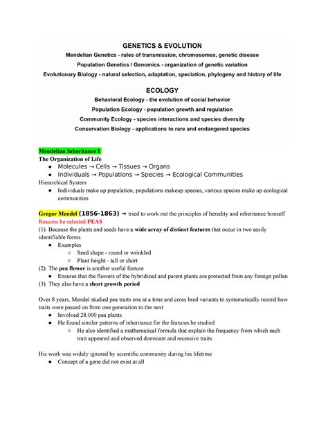 Lecture 17 Mendelian Inheritance Part One Mendelian Inheritance I The