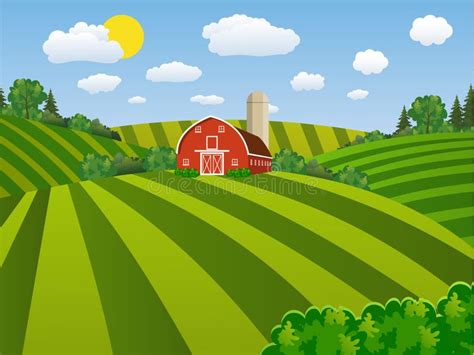 Cartoon Farm Green Seeding Field Stock Vector Illustration Of Fresh