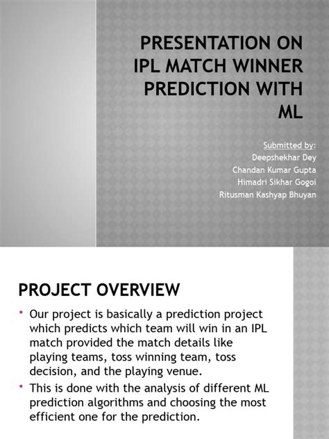 Presentation On Ipl Match Winner Prediction With Ml Pdf Cross Validation Statistics
