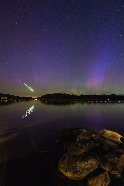 Capturing Aurora And Fireball Over The Lake By Lisa Wolfe