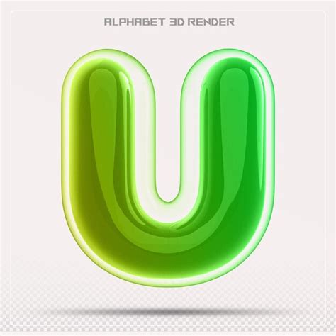 バブル文字uフォントグラディエント アルファベット 3dレンダリング Premium Psd