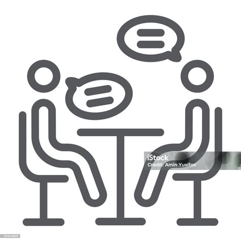 面試線圖示 會議和會議 討論符號 向量圖形 白色背景上的線性圖案向量圖形及更多10號圖片 10號 一個物體 人 Istock