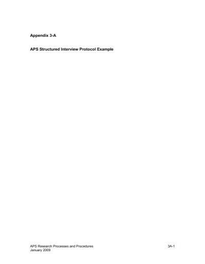 Appendix 3 A APS Structured Interview Protocol Example