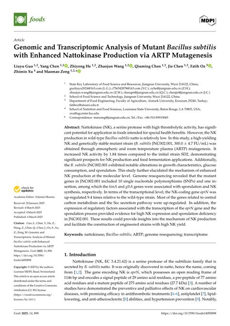 Pdf Genomic And Transcriptomic Analysis Of Mutant Bacillus Subtilis