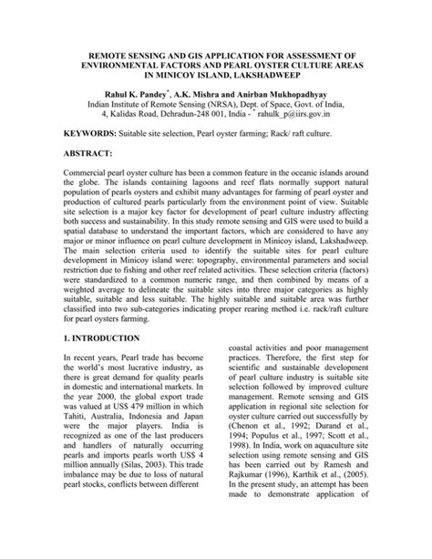 Remote Sensing And Gis Application For Assessment Of