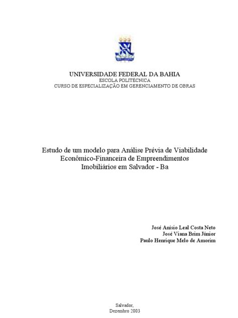 Análise De Viabilidade Econômica