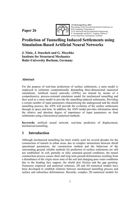 Pdf Prediction Of Tunnelling Induced Settlements Using Simulation