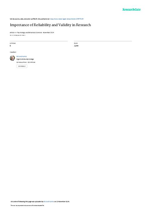 Importance Of Reliability And Validity In Research Psy 2024 Studocu