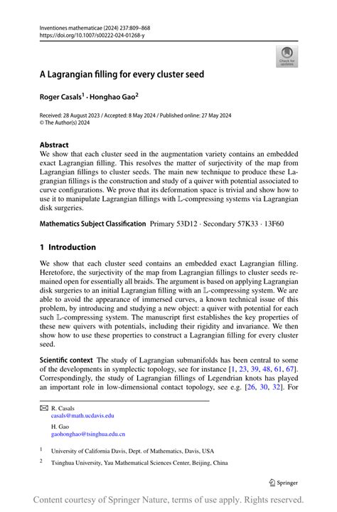 PDF A Lagrangian Filling For Every Cluster Seed